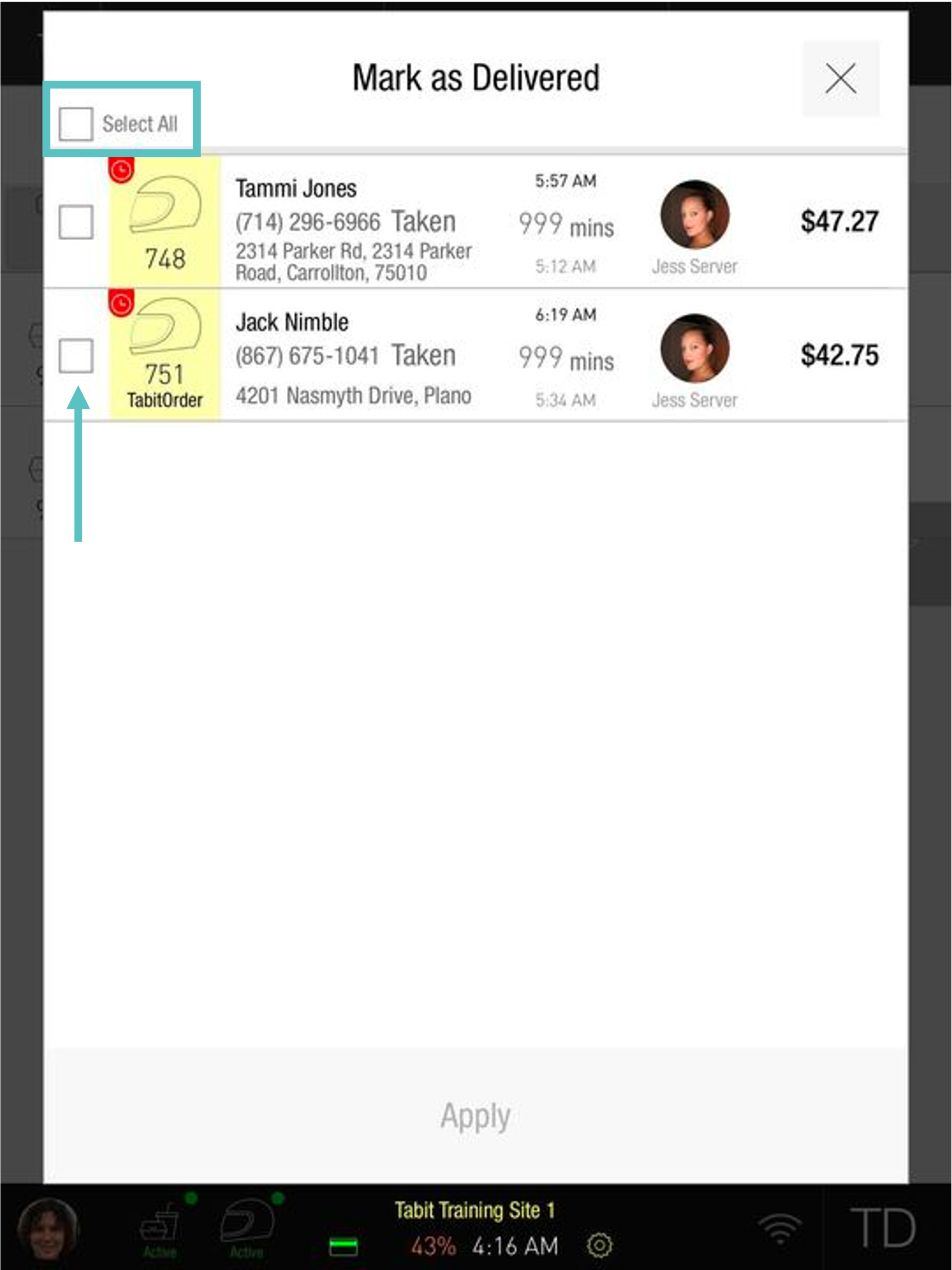 How to Perform Bulk TD Actions from the PAD – Tabit Help Center