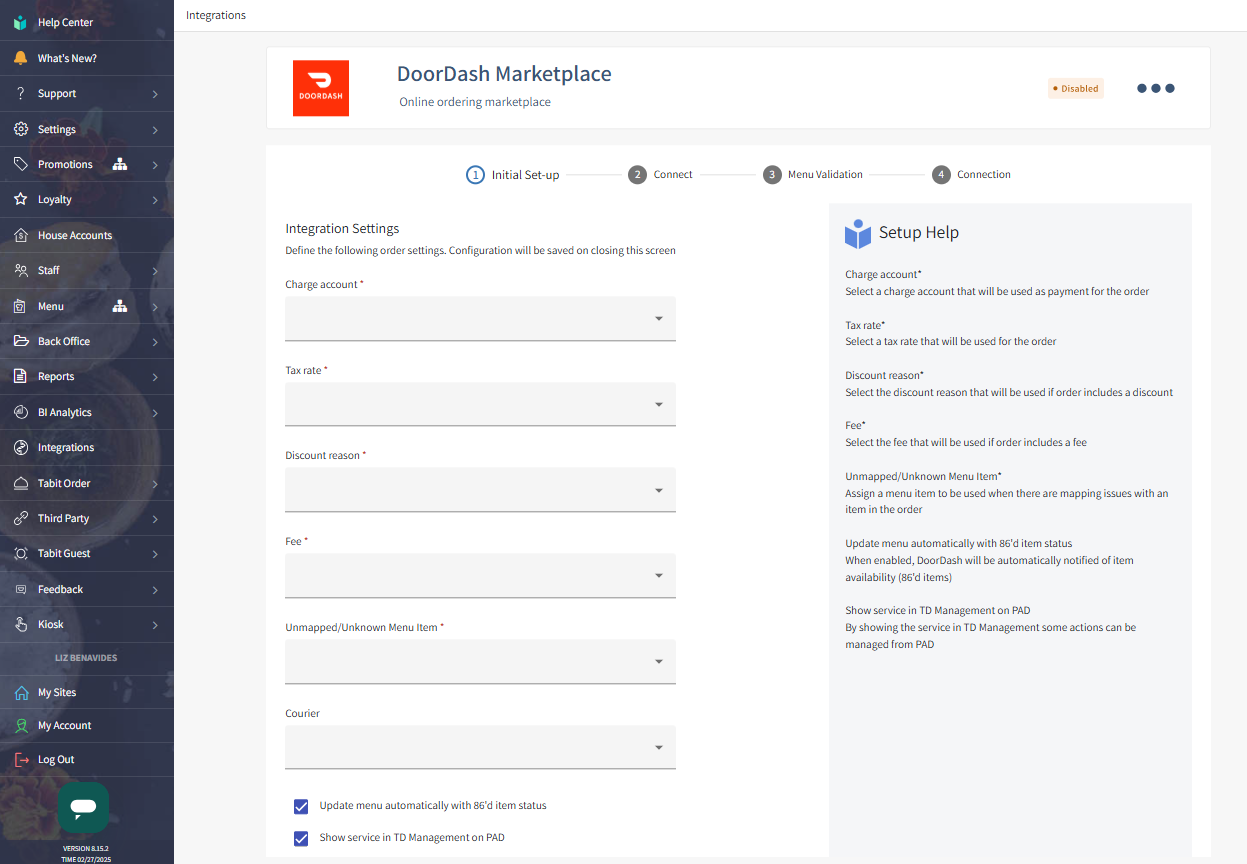 DoorDash Marketplace - Integration Onboarding – Tabit Help Center
