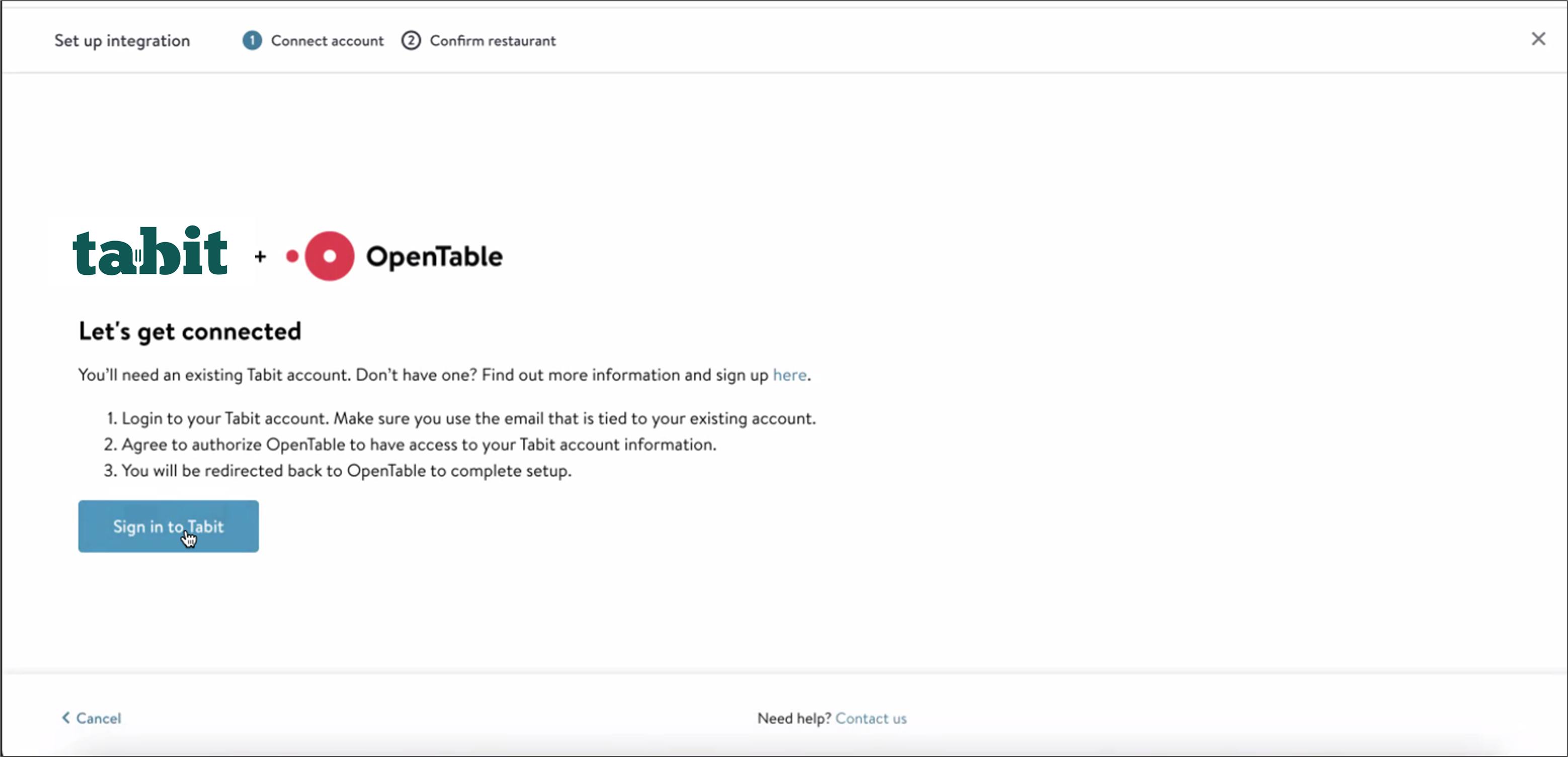 OpenTable Integration - Onboarding – Tabit Help Center