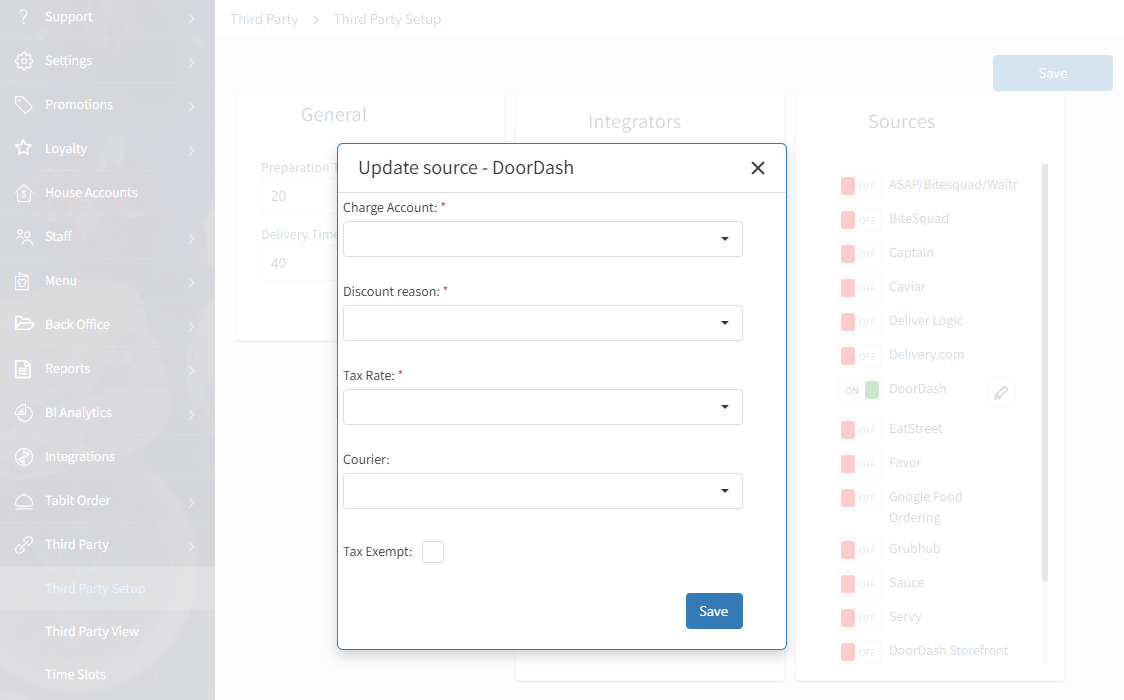 DoorDash Marketplace - Integration Onboarding – Tabit Help Center