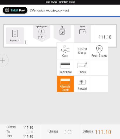 Alternate Payment PAD Flow – Tabit Help Center
