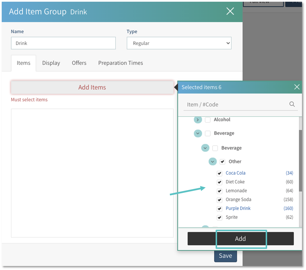Creating a combo item group – Tabit Help Center